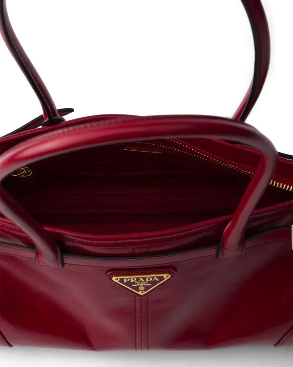 Prada Medium Leather Handbag - Ruby Red