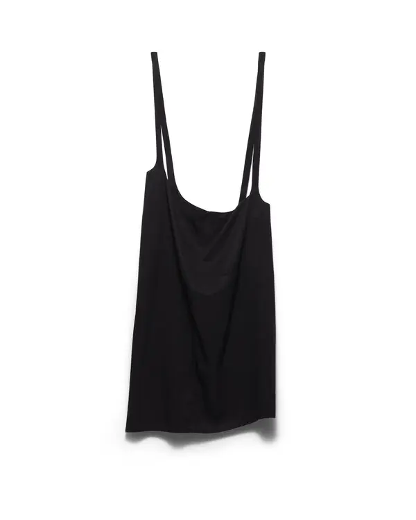 Prada Crepe Skirt With Suspender Straps - Black