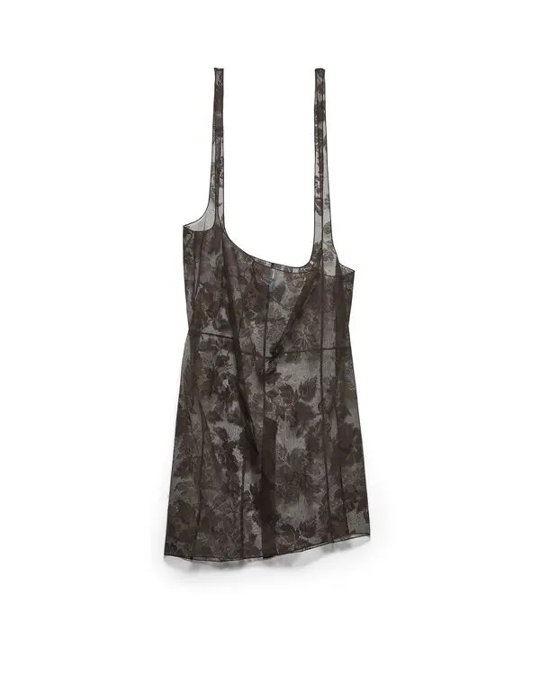 Prada Chantilly Lace Midi-skirt With Straps - Ebony