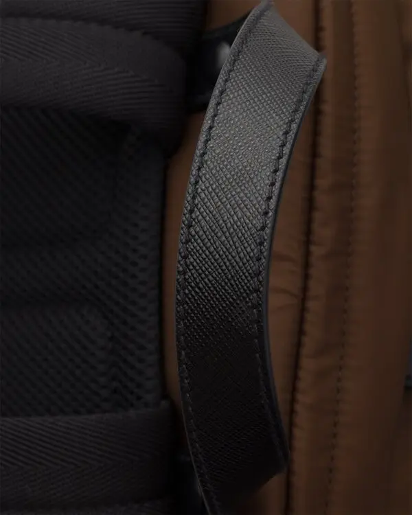 Prada Re-nylon And Saffiano Leather Backpack - Sienna
