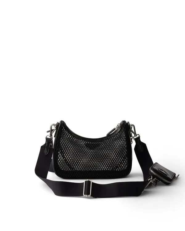Prada Re-edition 2005 Mesh And Brushed Leather Bag