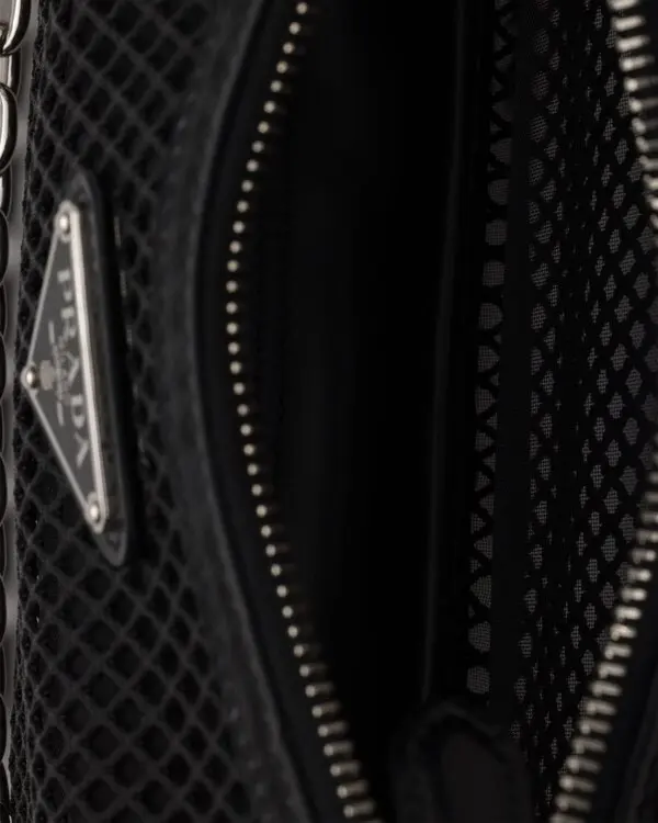 Prada Re-edition 2005 Mesh And Brushed Leather Bag