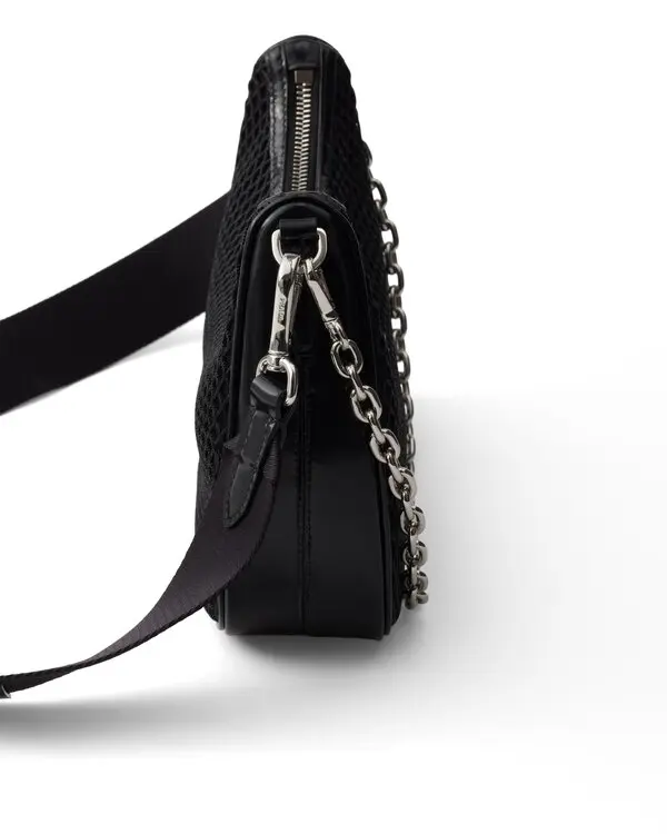 Prada Re-edition 2005 Mesh And Brushed Leather Bag