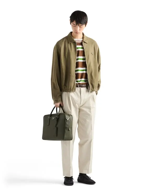 Prada Saffiano Leather Briefcase - Loden