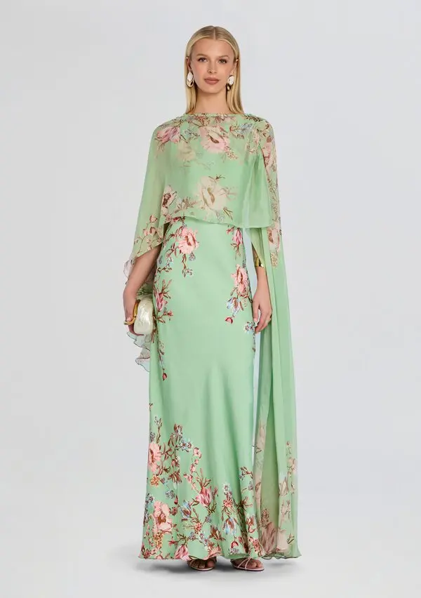 Hemant & Nandita Ezra Bias Maxi Dress - Green