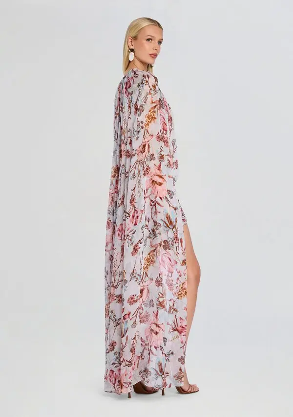 Hemant & Nandita Ezra Ruched Cape Mini Dress - Blue