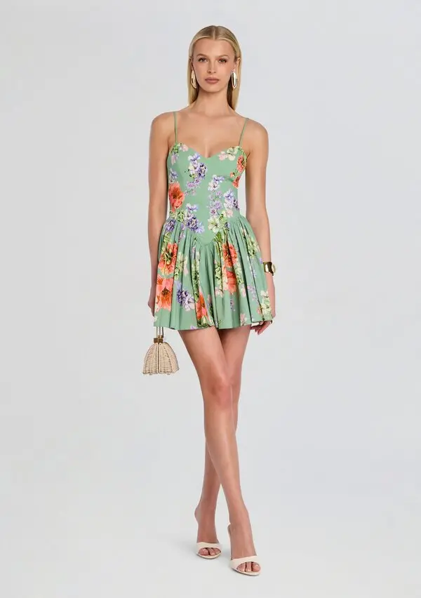 Hemant & Nandita Cove Corseted Mini Dress - Green