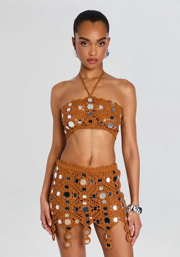 Retrofete Enora Crochet Top - Metallic Rust