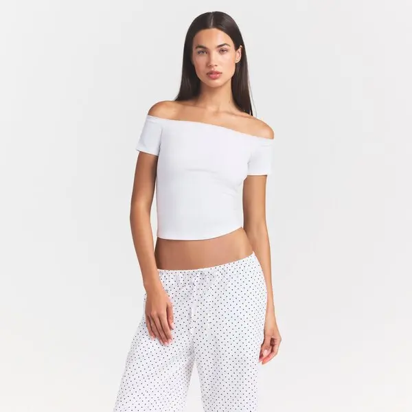 SKIMS Off-the-shoulder Cotton Jersey Top