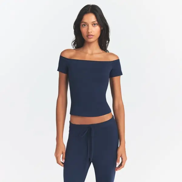SKIMS Cotton Jersey Off-the-shoulder Top