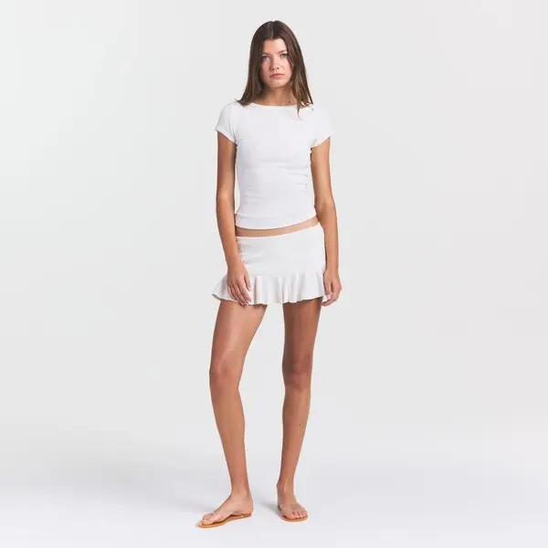 SKIMS Boatneck Heavy Pointelle Tee - Marble