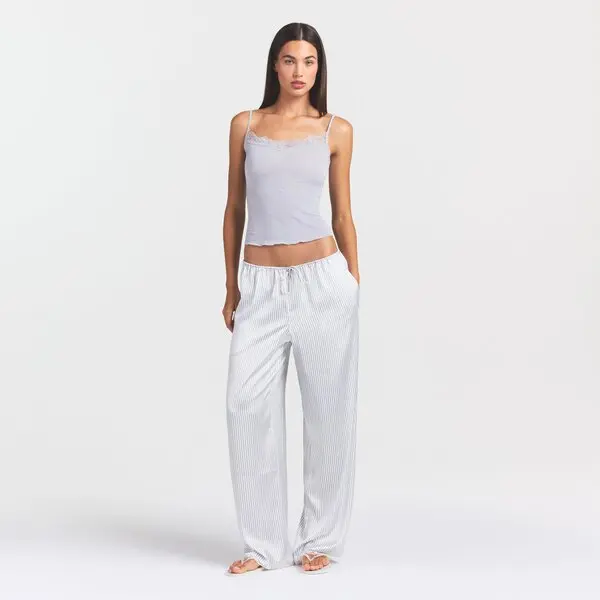 SKIMS Woven Shine Lace Pants - Silver Triple Pinstripe
