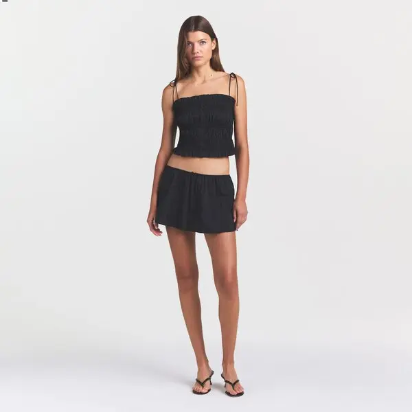 SKIMS Poplin Ruffle Cami Top - Onyx