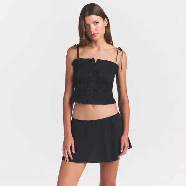 SKIMS Poplin Ruffle Cami Top - Onyx