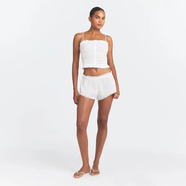 SKIMS Poplin Apparel Ruffle Cami Top - Snow