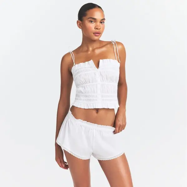 SKIMS Poplin Apparel Ruffle Cami Top - Snow