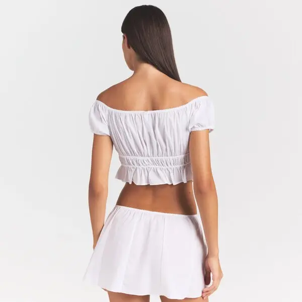 SKIMS Poplin Off-the-shoulder Top - Snow
