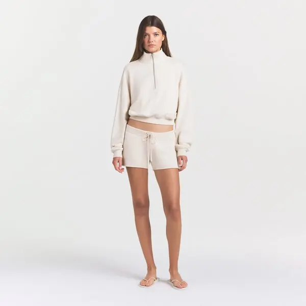 SKIMS Drapey French Terry Half Zip Pullover - Buff