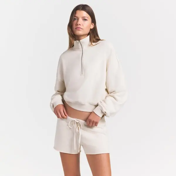 SKIMS Drapey French Terry Half Zip Pullover - Buff