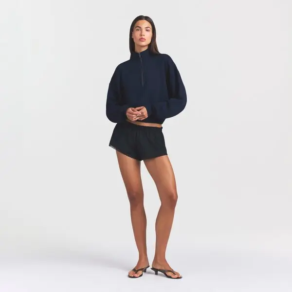 SKIMS Drapey French Terry Half Zip Pullover - Navy