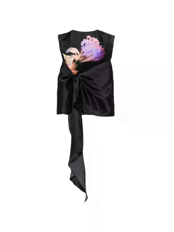 David Koma Floral-print Knot-detail Dress
