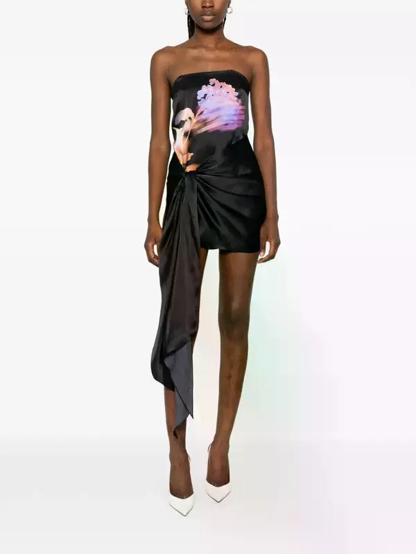 David Koma Floral-print Knot-detail Dress