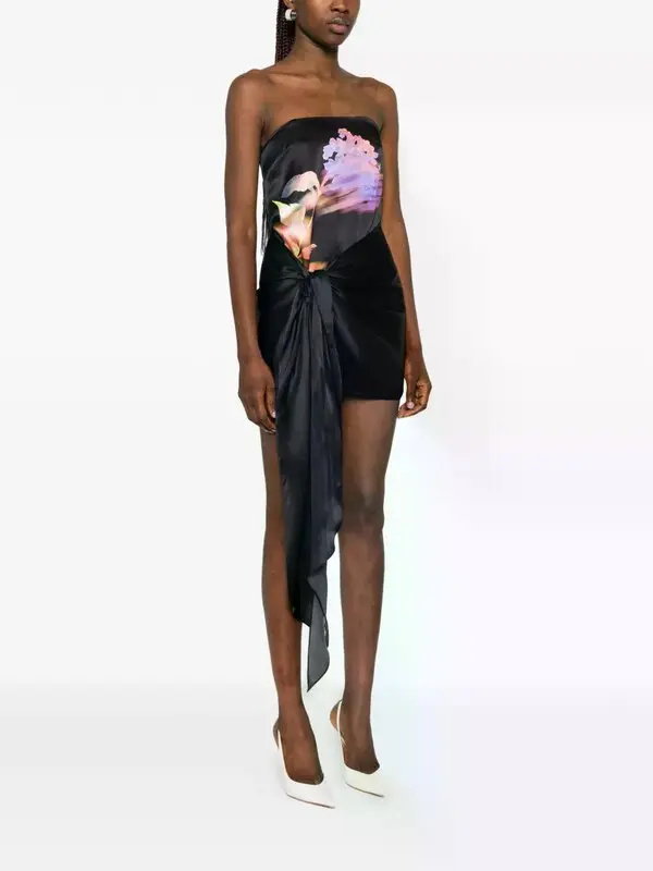 David Koma Floral-print Knot-detail Dress