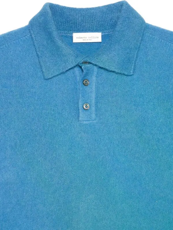 ROBERTO COLLINA Long-sleeve Polo-collar Polo Shirt - Blue