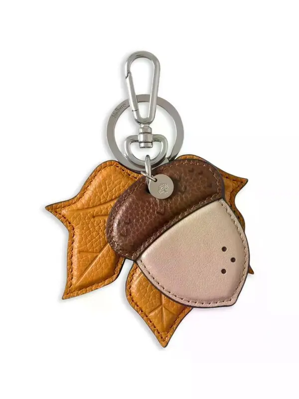 Mulberry British Park Leaf Acorn Keyring - Brown