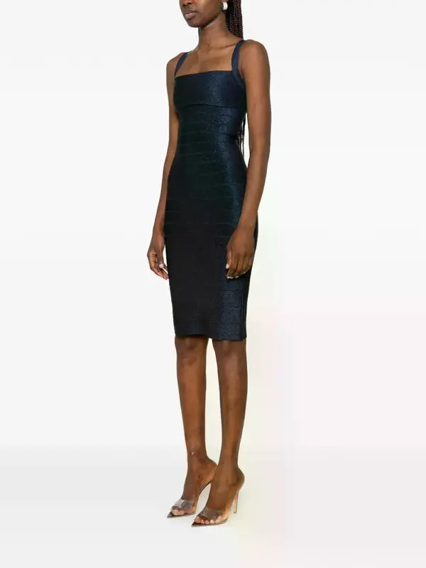 Herve Leger Neri Square-neck Mini Dress - Blue