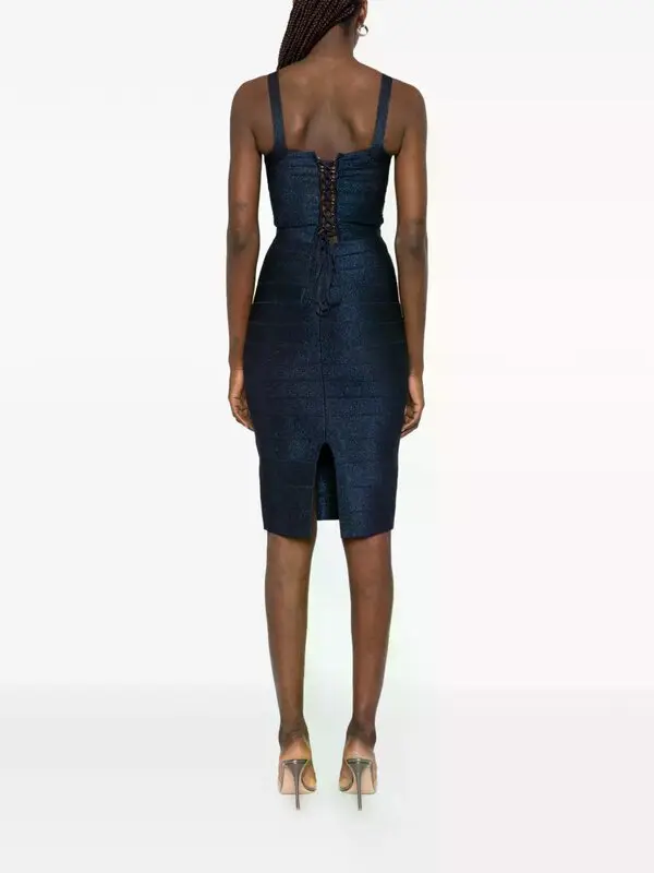 Herve Leger Neri Square-neck Mini Dress - Blue