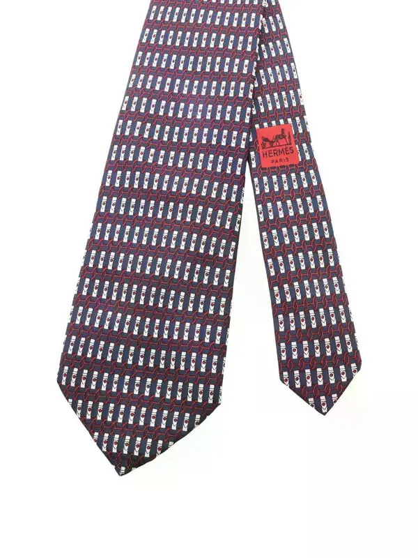 Hermès 2010s Geometric-pattern Silk Neck Tie - Blue