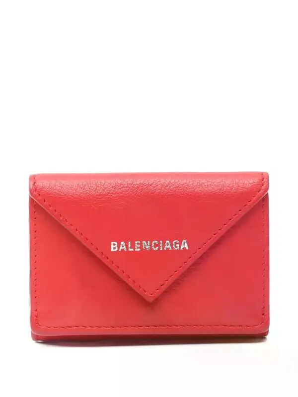 Balenciaga 00s Paper Mini Leather Wallet - Red
