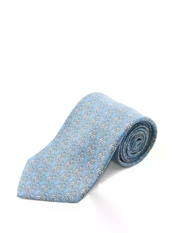 Hermès 2010s All-over Patterned Standard Neck Tie - Blue