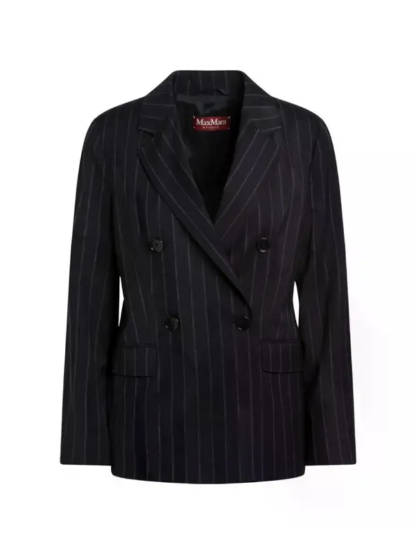 Max Mara Striped Double-breasted Blazer - Blue