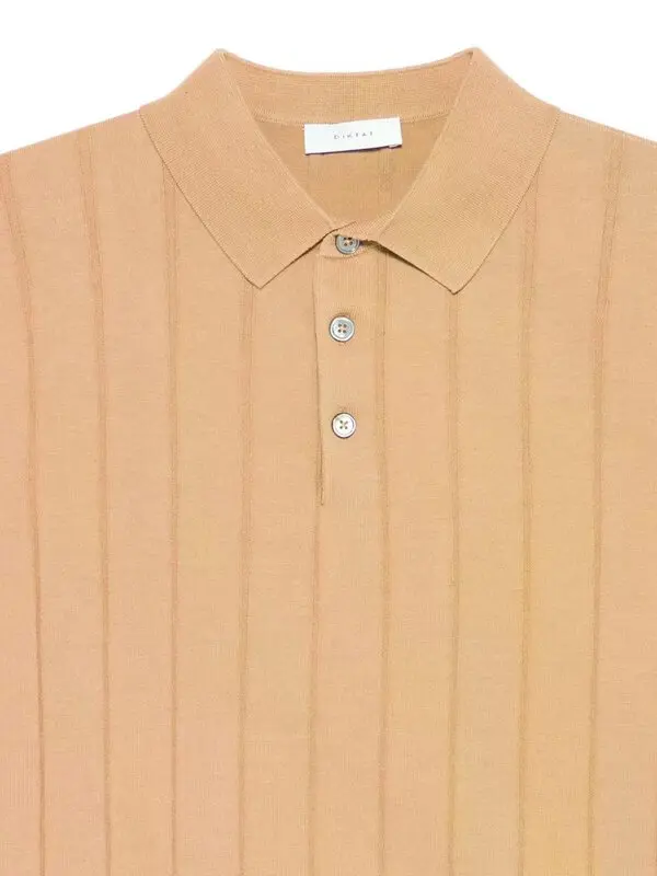 DIKTAT Ribbed-knit Polo Shirt - Neutrals
