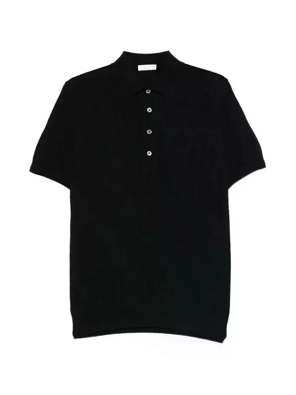 DIKTAT Diamond-knit Polo Shirt - Black