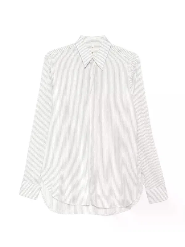 PETAR PETROV Striped Curved-hem Shirt - White