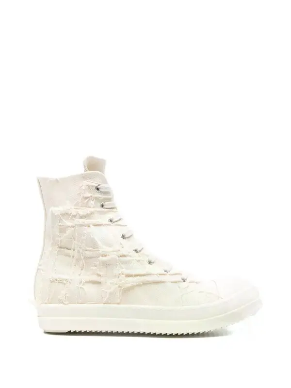 Rick Owens Frayed Lace-up Sneakers - Neutrals
