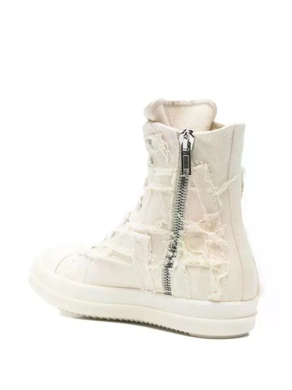 Rick Owens Frayed Lace-up Sneakers - Neutrals