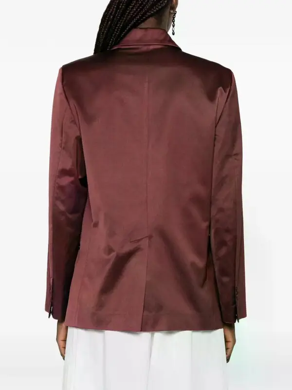 FORTE_FORTE Satin Double-breasted Blazer - Red