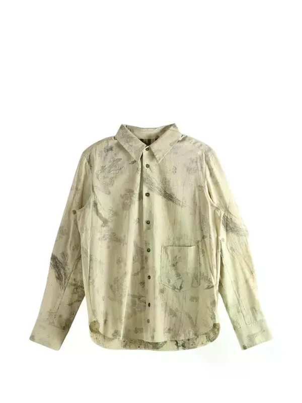 ZIGGY CHEN Abstract-print Cotton Shirt - Neutrals