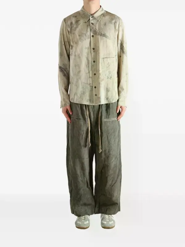 ZIGGY CHEN Abstract-print Cotton Shirt - Neutrals
