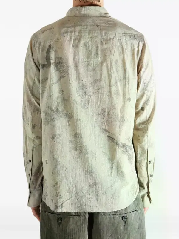 ZIGGY CHEN Abstract-print Cotton Shirt - Neutrals