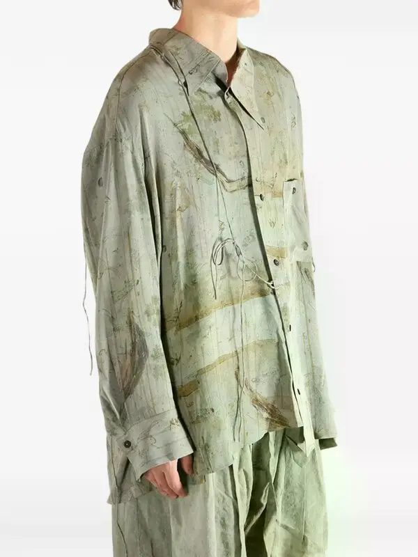 ZIGGY CHEN Abstract-print Silk Shirt