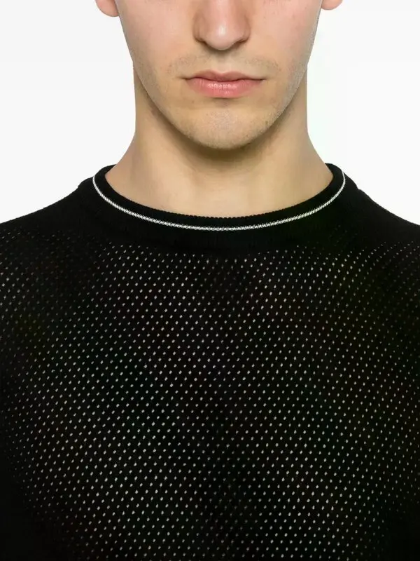 AMARANTO Open-knit T-shirt - Black