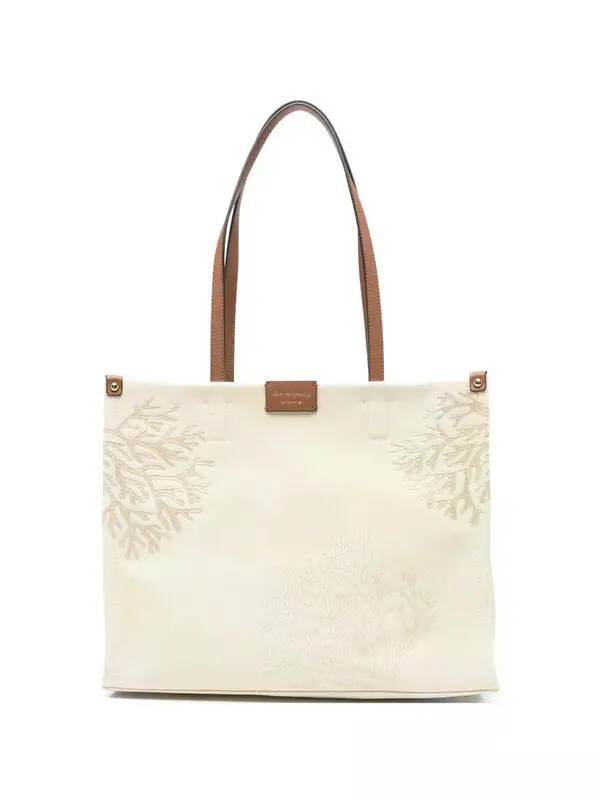 CROMIA Solana Coral-motif Canvas Tote Bag - Neutrals