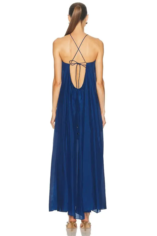 Zimmermann Aster Gathered Bead Maxi Dress - Dark Cobalt