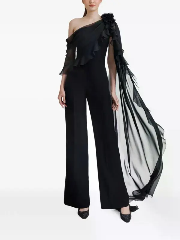 GEMY MAALOUF Ruffled One-shoulder Jumpsuit - Black