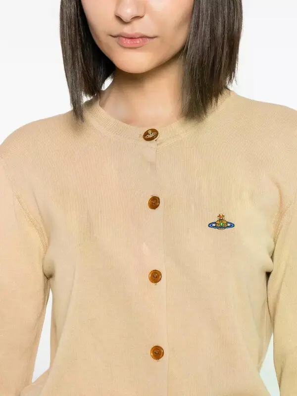 VIVIENNE WESTWOOD Logo-embroidered Cardigan - Neutrals